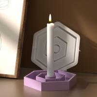 China DIY Aromatherapy Gypsum Double Heart Pentagram Oval Hexagonal Candle Holder Tray Silicone Mold for sale