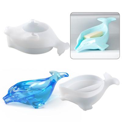 China Crystal Resin DIY Soap Box Mold 3D Dolphin Soap Dish Storage Silicone Mold for sale