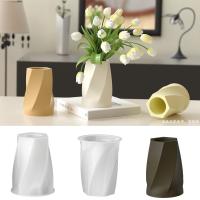 China Ins Nordic Wind Rotating Twisted Vase Silicone Mold DIY Gypsum Cement Flower Pot Aromatherapy Candle Container Grinding Tool for sale
