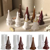 China Castle Geometry Tower Ring Holder Fragrant Stone Gypsum Silicone Mold DIY Aromatherapy Candle Ornament Grinding Tool for sale