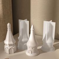 China Castle Geometry Tower Ring Holder Fragrant Stone Gypsum Silicone Mold DIY Aromatherapy Candle Ornament Grinding Tool for sale