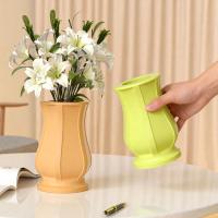 China Ins Style Roman Vertical Pattern Vase Silicone Mold DIY Aromatherapy Gypsum Cement Decorative Vase Flower Utensils Dropping Mold for sale