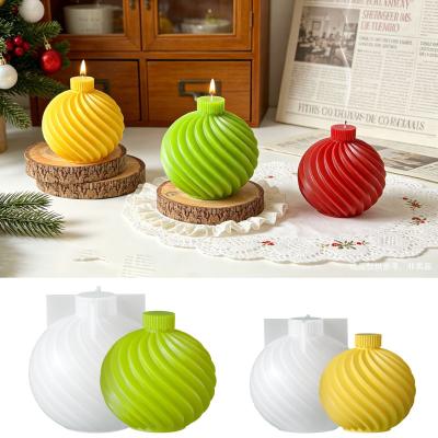China Cross Border New Christmas Style Spiral Diagonal Spherical Candle Mold DIY Aromatherapy Gypsum Silicone Mold for sale