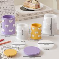 China Embossed Bow Pattern Storage Jar Silicone Mold DIY Aromatherapy Gypsum Candle Cup Dropper Pen Holder Ornament Mold for sale