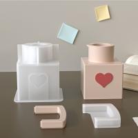 China Love Storage Cup Mold DIY Aromatherapy Gypsum Resin Square Pointed Handle Cup Silicone Mold for sale