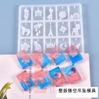 China Crystal Droplet Pendant Mold Unicorn Butterfly Crown Cat Hollow Pendant Necklace Silicone Mold for sale