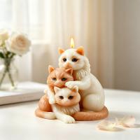 China DIY Parent Child Cat Home Gypsum Silicone Mold Three Dimensional Cat Aromatherapy Candle Mold for sale