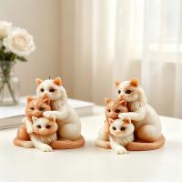 China DIY Parent Child Cat Home Gypsum Silicone Mold Three Dimensional Cat Aromatherapy Candle Mold for sale