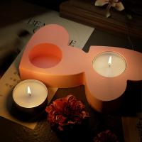 China DIY Glue Drop Love Multi Hole Candle Stand Decoration Valentine's Day Candlelight Dinner Gypsum Candle Cup Silicone Mold for sale