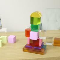 China Crystal Drip Glue DIY Building Blocks Grinding Tools Geometric Building Blocks Rectangular Stacking Music Mirror Silicone Mold for sale