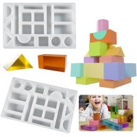 China Crystal Drip Glue DIY Building Blocks Grinding Tools Geometric Building Blocks Rectangular Stacking Music Mirror Silicone Mold for sale