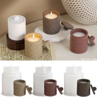 China Crystal Dropper Resin Circular Stripe Storage Can DIY Gypsum Candle Cup Container Silicone Mold for sale