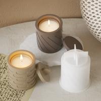 China Crystal Dropper Resin Circular Stripe Storage Can DIY Gypsum Candle Cup Container Silicone Mold for sale