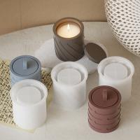 China Crystal Dropper Resin Circular Stripe Storage Can DIY Gypsum Candle Cup Container Silicone Mold for sale