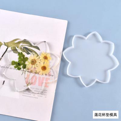 China DIY Crystal Dropper Mold Homemade Beautiful Lotus Coaster Silicone Mold Manufacturer Spot Wholesale for sale