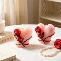 China Rose Love Aromatherapy Candle Silicone Mold 3D Valentine's Day Heart DIY Gypsum Dropping Pendant Mold for sale
