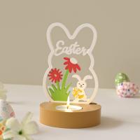 China DIY Easter Rabbit Shaped Hollow Flower Butterfly Bunny Insert Board Candle Holder Ornament Gypsum Silicone Mold for sale