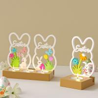 China DIY Easter Rabbit Shaped Hollow Flower Butterfly Bunny Insert Board Candle Holder Ornament Gypsum Silicone Mold for sale
