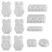 China DIY Easter Rabbit Shaped Hollow Flower Butterfly Bunny Insert Board Candle Holder Ornament Gypsum Silicone Mold for sale