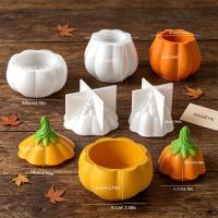 China Ins Pumpkin Storage Jar Silicone Mold DIY Capped Pumpkin Aromatherapy Candle Container Wansheng Storage Gypsum Mold for sale