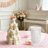China Stacked Cat Aromatherapy Candle Silicone Mold Ins Style Cute Cat Tower DIY Ornament Gypsum Mold for sale