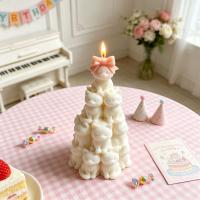 China Stacked Cat Aromatherapy Candle Silicone Mold Ins Style Cute Cat Tower DIY Ornament Gypsum Mold for sale