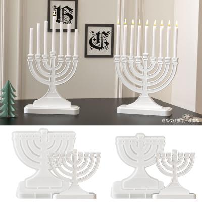 China Hanukkah Candlestick Silicone Mold European Hanukkah Lamp Stand Aromatherapy Candlestick Gypsum Mold for sale
