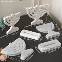 China Hanukkah Candlestick Silicone Mold European Hanukkah Lamp Stand Aromatherapy Candlestick Gypsum Mold for sale