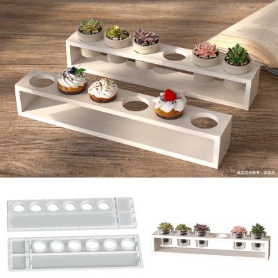 China DIY Aromatherapy Gypsum Resin Mold Simple Assembly Six Grid Cup Storage Display Rack Silicone Mold for sale