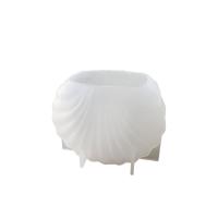 China DIY Gypsum Cement Shell Candlestick Mold Striped Shell Flower Vase Candleholder Mirror Dropping Silicone Mold for sale