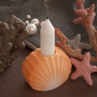 China DIY Gypsum Cement Shell Candlestick Mold Striped Shell Flower Vase Candleholder Mirror Dropping Silicone Mold for sale