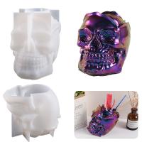 China Crystal Dropper Resin Rose Skull Pen Holder Silicone Mold DIY Gypsum Cement Ornament Grinder for sale