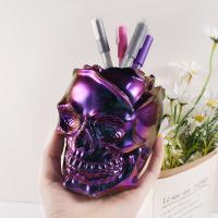 China Crystal Dropper Resin Rose Skull Pen Holder Silicone Mold DIY Gypsum Cement Ornament Grinder for sale