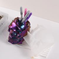 China Crystal Dropper Resin Rose Skull Pen Holder Silicone Mold DIY Gypsum Cement Ornament Grinder for sale