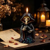 China Cross Border Skull Ghost Holding Crow Wizard Candle Silicone Mold DIY Halloween Gypsum Mold for sale