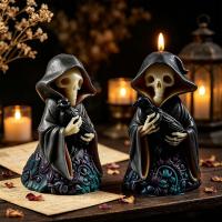 China Cross Border Skull Ghost Holding Crow Wizard Candle Silicone Mold DIY Halloween Gypsum Mold for sale