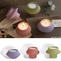 China DIY Resin Stripe Lantern Geometric Storage Jar Candle Holder Aromatherapy Gypsum Candle Cup Silicone Mold for sale