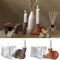 China Aromatherapy Gypsum Cement Creative European Knot Long Candle Holder Gypsum Ornament Silicone Mold for sale