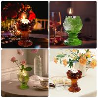 China DIY Crystal Drop Glue Lotus Flower Mirror Base Integrated Candle Holder Ornament Silicone Mold for sale