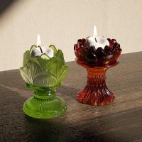 China DIY Crystal Drop Glue Lotus Flower Mirror Base Integrated Candle Holder Ornament Silicone Mold for sale