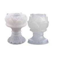 China DIY Crystal Drop Glue Lotus Flower Mirror Base Integrated Candle Holder Ornament Silicone Mold for sale