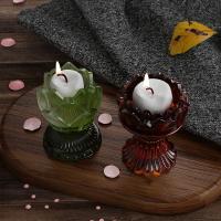 China DIY Crystal Drop Glue Lotus Flower Mirror Base Integrated Candle Holder Ornament Silicone Mold for sale