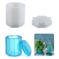 China Crystal Dropper Gypsum DIY Grinding Tool Octagonal Pen Holder Storage Box Silicone Mold Source Wholesale for sale