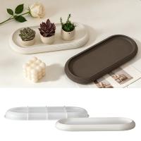 China Ins Simple Elliptical Stripe Tray Silicone Mold DIY Aromatherapy Gypsum Storage Dish Dropping Mold for sale