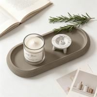 China Ins Simple Elliptical Stripe Tray Silicone Mold DIY Aromatherapy Gypsum Storage Dish Dropping Mold for sale