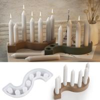 China DIY Crystal Dropper Resin Gypsum Ornament S-shaped 7-hole Long Column Candle Stand, Candle Holder Silicone Mold for sale