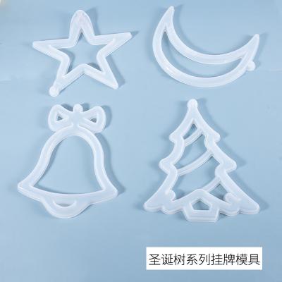 China DIY Crystal Dropping Mold Christmas Series Hanging Bell Moon Christmas Theme Silicone Mold for sale