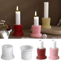 China Love Cylinder Trapezoidal Candle Holder Base Dropper Mold DIY Aromatherapy Gypsum Candle Holder Silicone Mold for sale