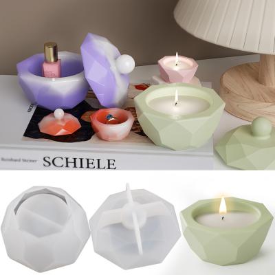 China DIY Crystal Dropper Cement Storage Tank, Silicone Grinding, Polygonal Diamond Shaped Gypsum Candle Cup Decoration, Silicone Mold for sale