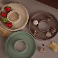 China DIY Adhesive Gypsum Cement Striped Circular Storage Tray With Hollow Striped Tray, Dish, Gypsum Silicone Mold for sale